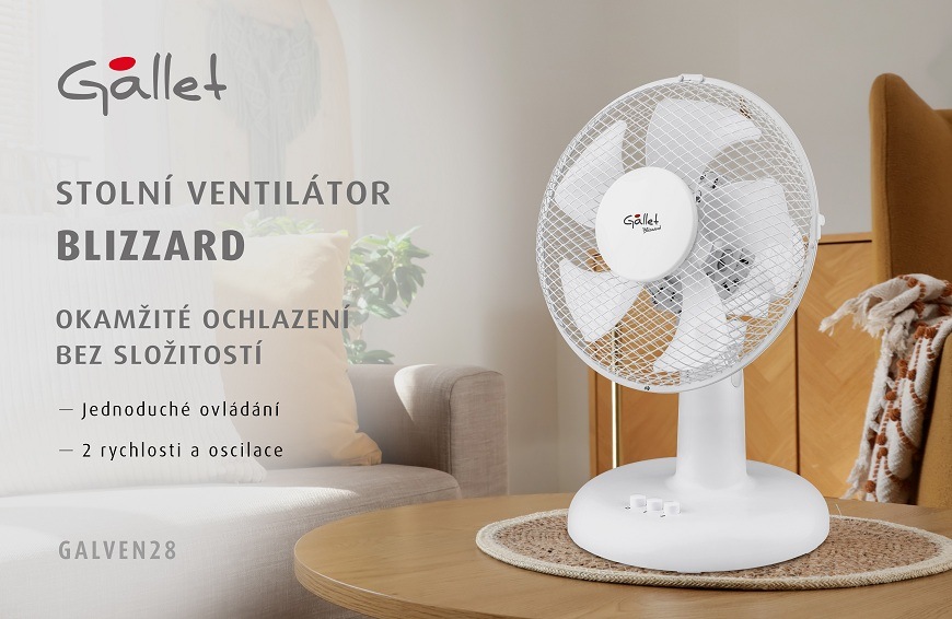 Ventilátor stolní Gallet Blizzard VEN28 bílý | DATART