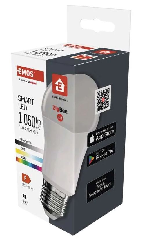 Chytrá žárovka EMOS GoSmart A60 11 W E27 ZigBee RGBCCT (ZQZ515R) | DATART