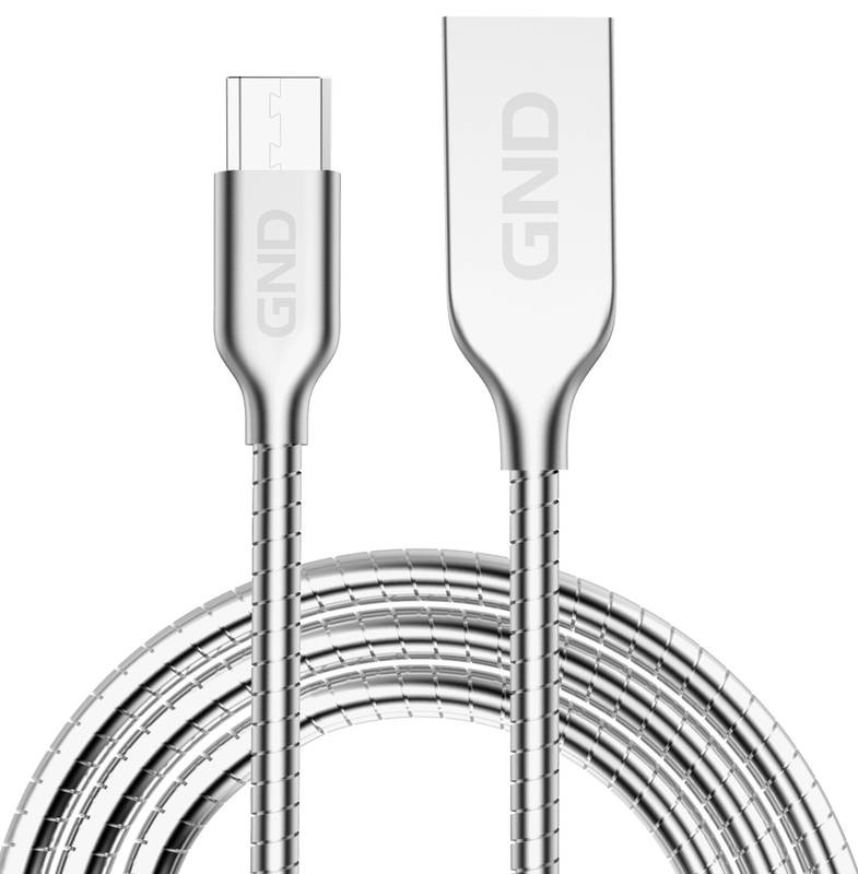 Kabel GND USB / micro USB, 1m, opletený, ocelový (MICUSB100MM23 ...
