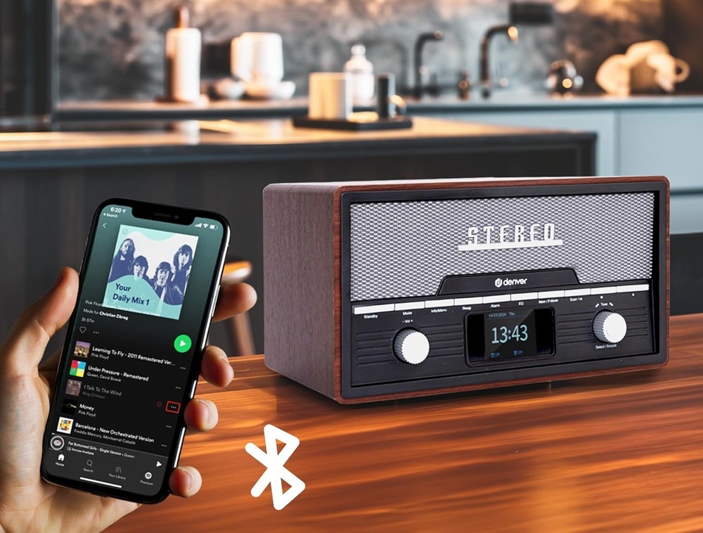 Radiopřijímač DAB+/CD Denver MDA-525DW hnědý | DATART