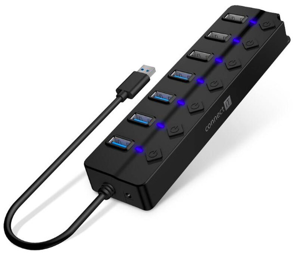 USB Hub Connect IT Mighty Switch 2, USB-A/ 4x USB-A 3.0, 3x USB-A 2.0 ...