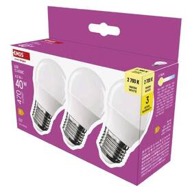Žárovka LED EMOS Classic mini globe, E27, 4,2W, teplá bílá (3 ks)… | DATART