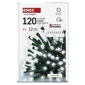 LED řetěz EMOS 120LED řetěz, 12 m, venkovní i vnitřní, studená… | DATART